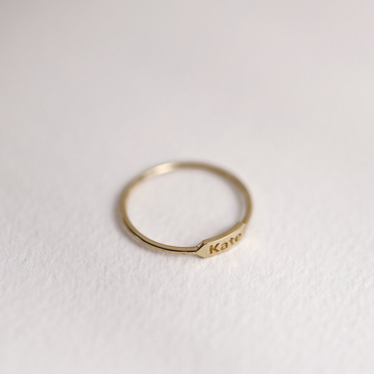 Personalized 14K Solid Gold Name Plate Ring by Minimal Allure