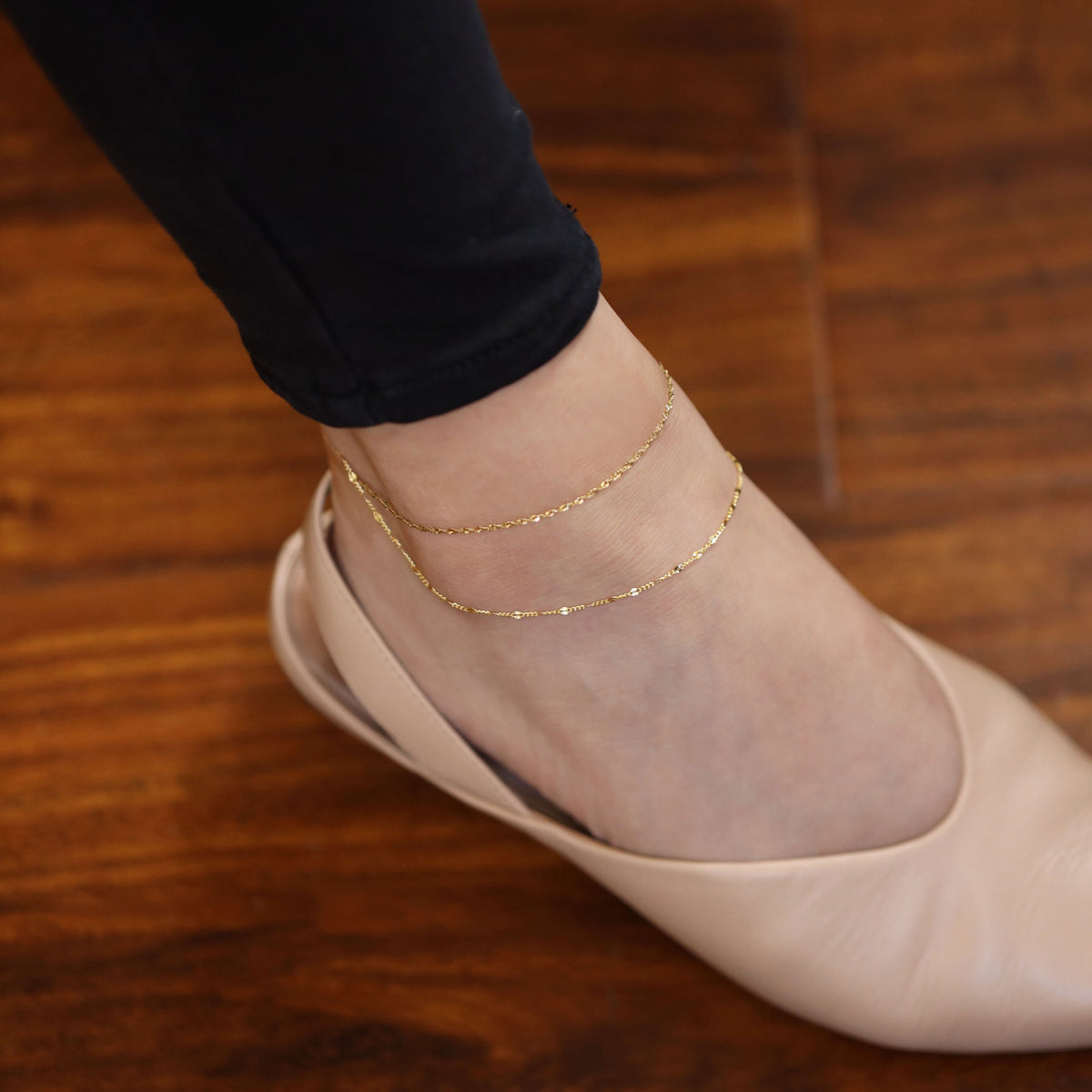 Simple Twist Singapore 14K Gold Chain Anklet by Minimal Allure
