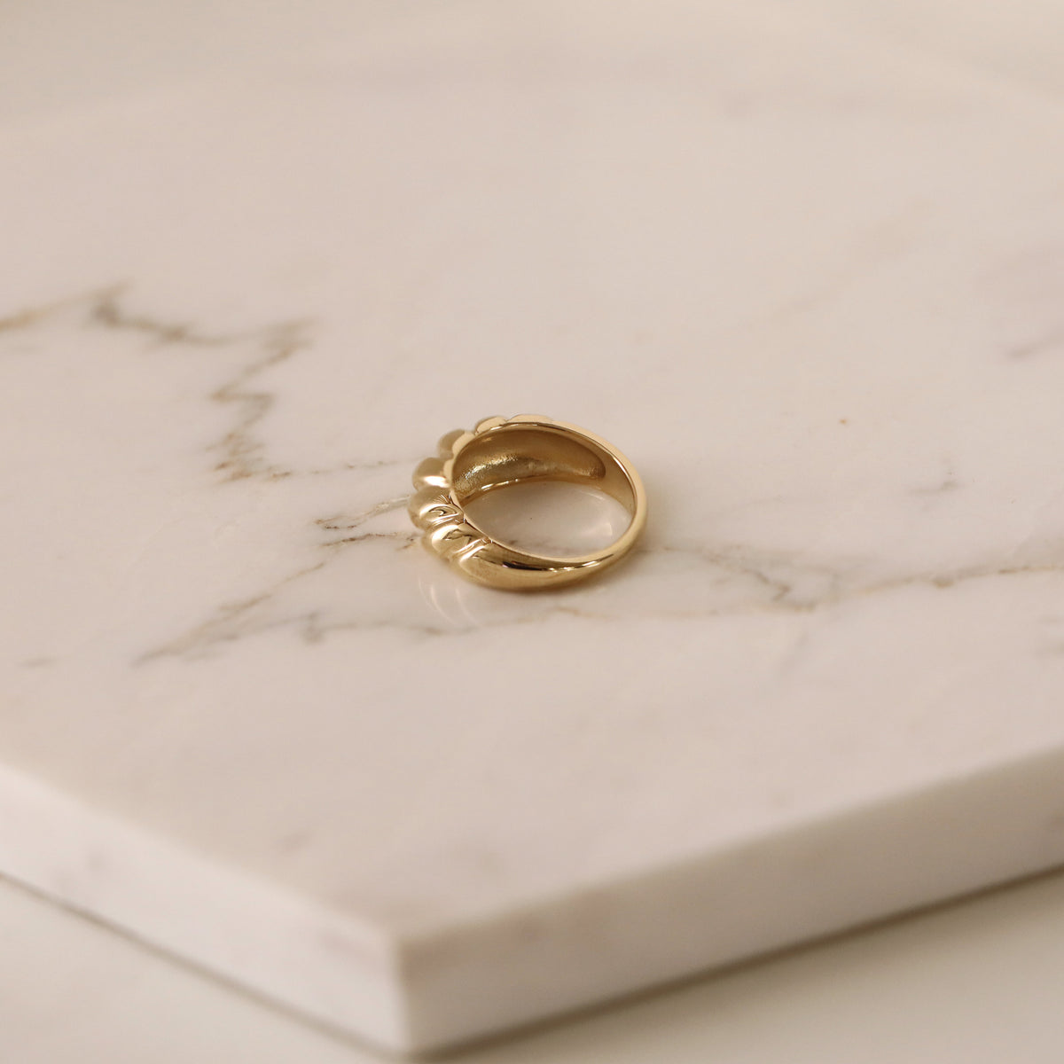 14K Gold Croissant Bold Dome Shape Ring by Minimal Allure