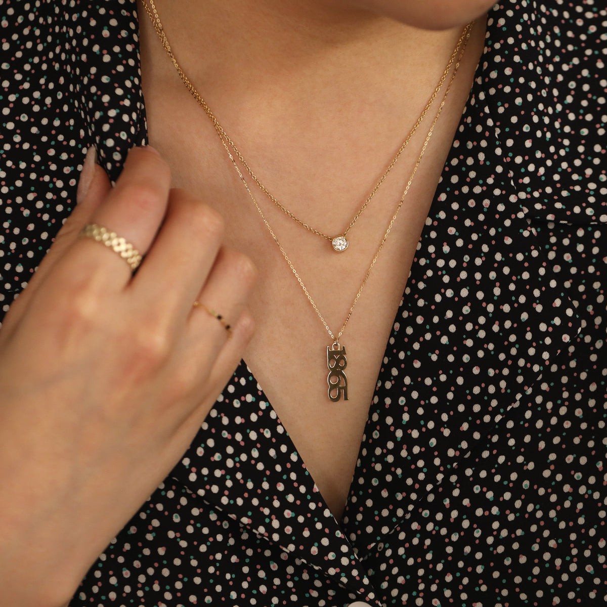 14K Gold Custom Date Personalized Numbers Necklace by Minimal Allure